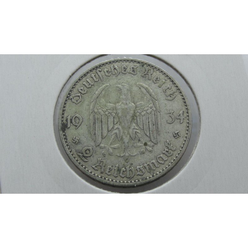 Germany, Third Reich 2 Reichsmark 1934 J su data | coins24.lt