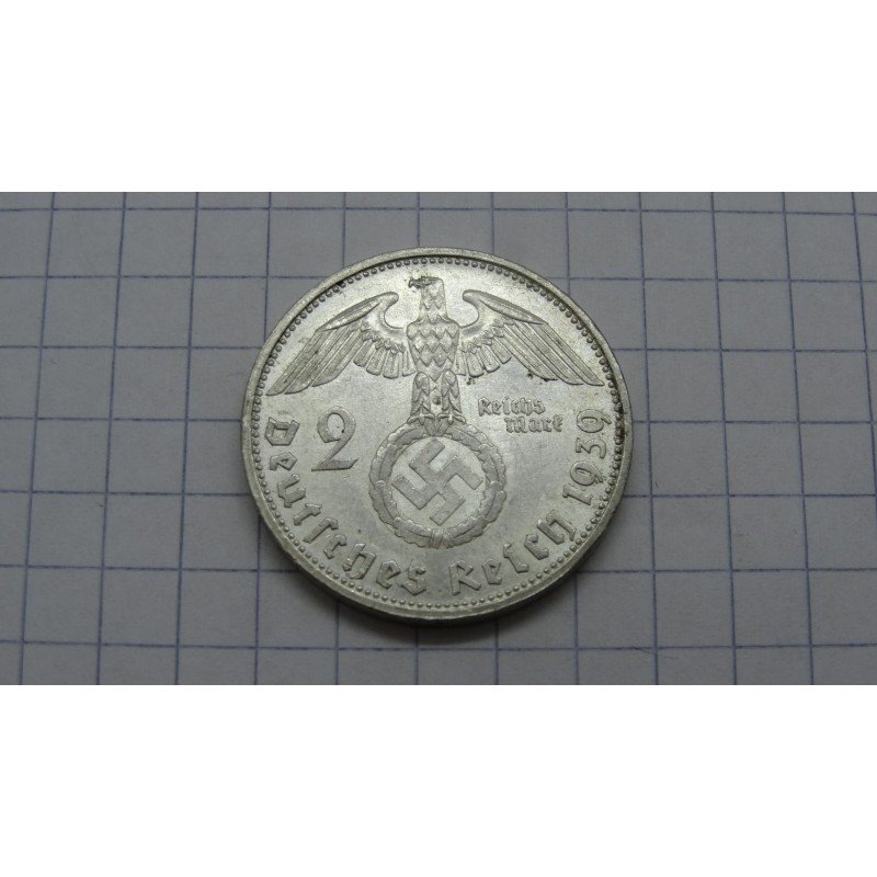 Germany, Third Reich 2 Reichsmark 1939 G su svastika | coins24.lt