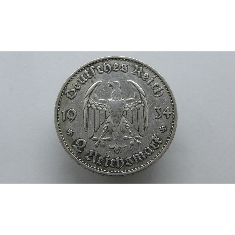 Germany, Third Reich 2 Reichsmark 1934 A su data | coins24.lt